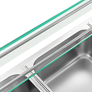110V Bain Marie Food Warmer 6 Pan x 1/3 GN Food Grade Stainelss Steel Commercial Food Steam Table 6-Inch Deep 1200W Electric Countertop Food Warmer 19 Quart with Tempered Glass Shield, Pans, Lids