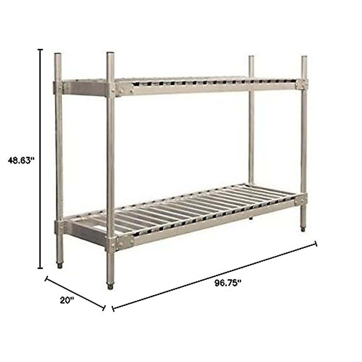 PVIFS KR204736-2 Keg Shelving Unit, 4 Keg Capacity, 36" Length x 20" Width x 48" Height, 2 Shelves