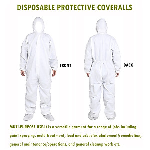 SYINE 3 Pack Large Disposable Protective Coverall Suit with Hood,Painters Coveralls,SF Material for Spray Painting Cleaning Work