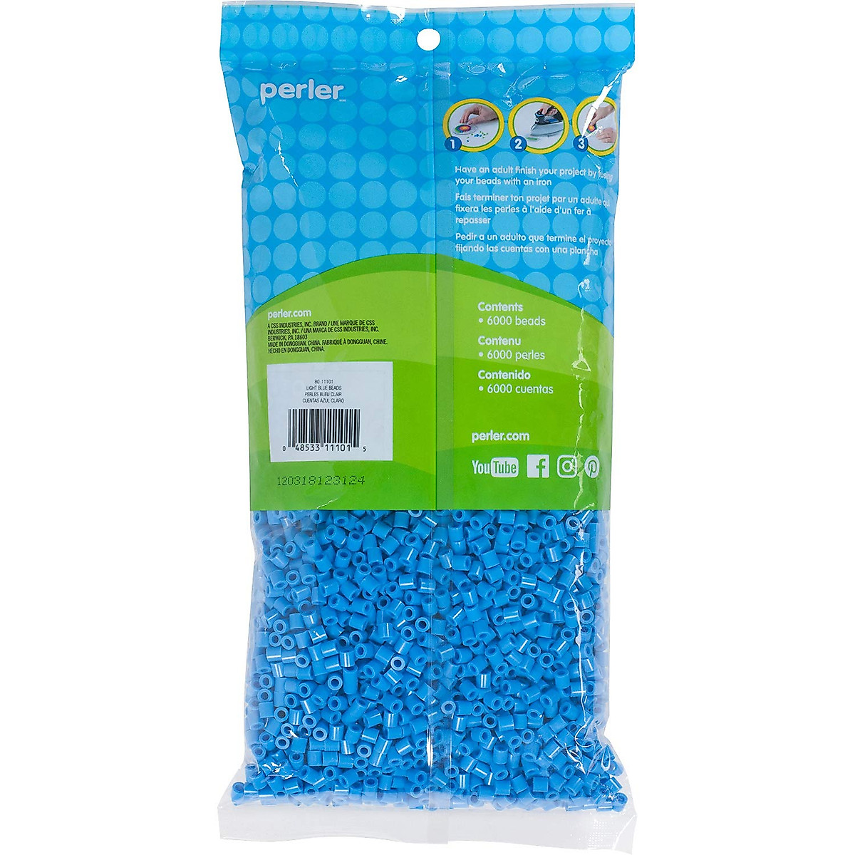 Perler 80-11101 Fuse Bead Bag for Arts and Crafts, Light Blue, 6000pcs