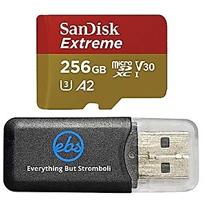 SanDisk 256GB Micro SDXC Memory Card Extreme Works with GoPro Hero 7 Black, Silver, Hero7 White UHS-1 U3 A2 Bundle with (1) Everything But Stromboli Micro Card Reader