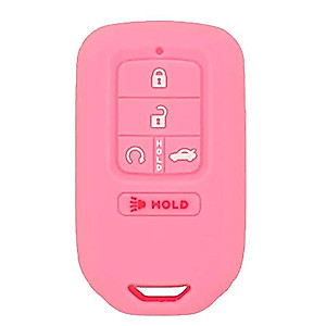 EXUNTECH 2Pcs Silicone Key Fob Cover Case Full Protector Remote Cover Case Skin Jacket for A2C81642600 2015 2016 2017 2018 2019 Honda Civic Accord Pilot CR-V 5 Buttons Smart Key, Black Pink