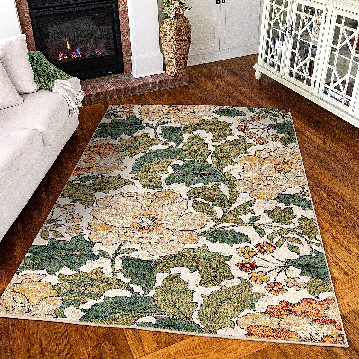 Simply Southern Cottage Jefferson Floral Area Rug, 6' x 9', Green