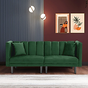 MWrouqfur 69" W Loveseat Sofa, Mid Century Modern Decor Love Seat Couches for Living Room, Button Tufted Upholstered Love Seats Furniture, Solid and Easy to Install Small Couch for Bedroom