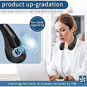 ASNUG Neck Fan, Bladeless Neck Fan, 4000 mAh Rechargeable Personal Fan, 360° Hands Free Wearable Fan, 3 Speeds Adjustable,Faster Cooling, Ultra Quiet, Suitable for Home, Office, Travel, Sports