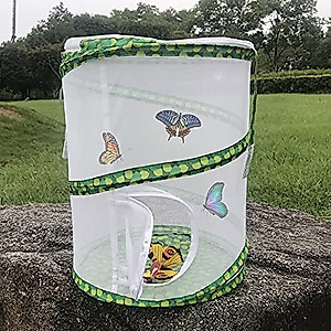 ZFC US Butterfly Habitats Mesh Grasshopper Silkworm Firefly Butterfly and Insect Habitat Cage Butterfly Kit 12 X 14 Inches Pop-up Including 6 Artificial Butterfly Unrestricted Clear Vision