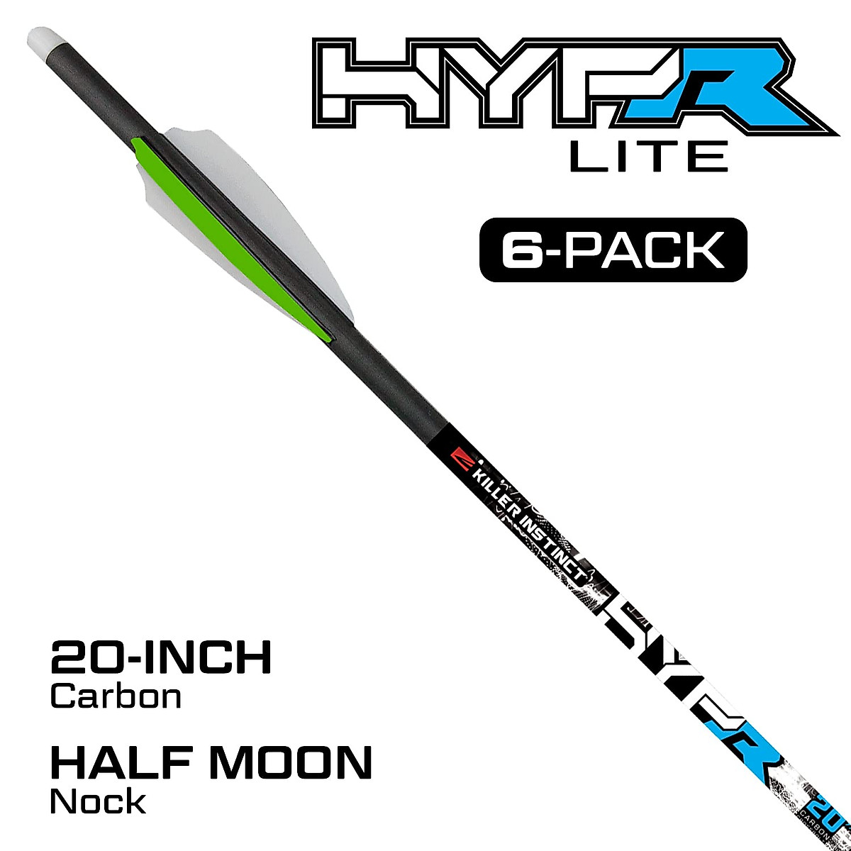 Killer Instinct Hypr Lite Crossbow Bolts 20 inch (6 Pack). These High Velocity Bolts Come in at 370 Grains. Add Them to Your Hunting Accessories on Your Next Outing!