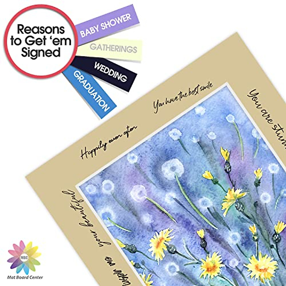 Mat Board Center, Bevel Cut, Acid Free, 4-ply Thickness, White Core Mats - for Pictures, Photos, Framing (Mixed, 5x7 Mats for 4x6 Pictures, 50-Packs)