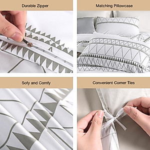 Tokokimo Duvet Cover Set King Size, 3 Pc White Soft Boho Aztec Bohemian Bedding Duvet Cover Sets with Zipper Closure Corner Ties