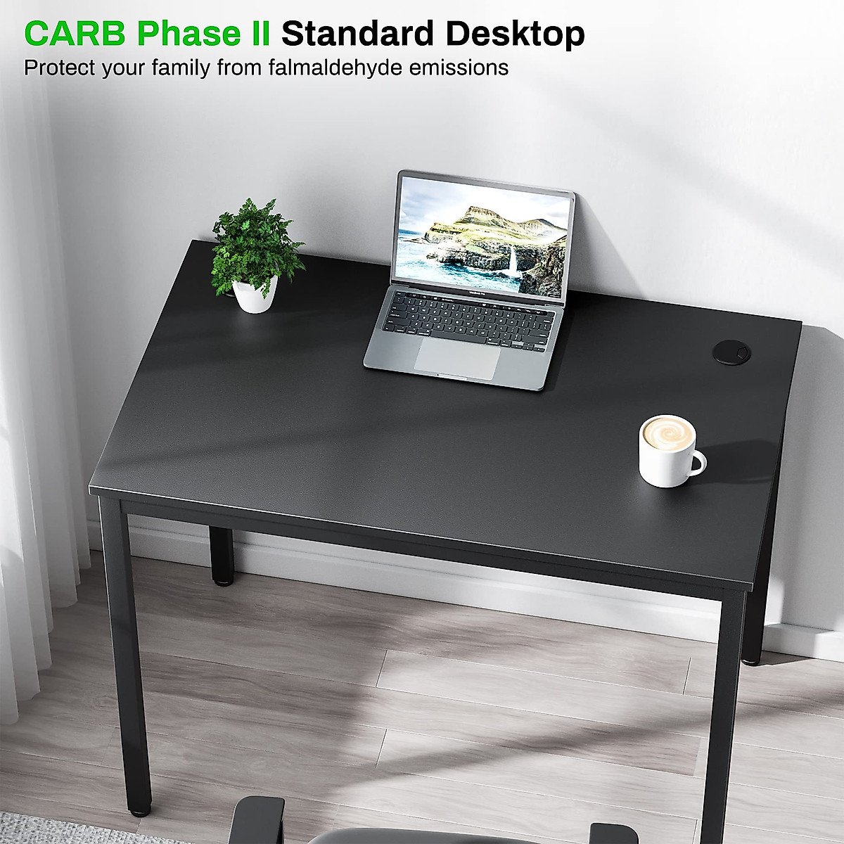 EE EUREKA ERGONOMIC 47 Inch Walnut & White Home Office PC Computer Desk, Simple Modern Work Study Writing Gaming Table for Small & Medium Spaces Desktop with Metal Legs, Sturdy & Easy Assembly