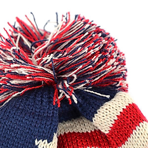 Selini Winter Hat - Knit, Cuffed Beanie with Pom Pom, USA Flag Design, Warm Fun for Cold Days, Small-Medium