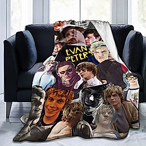 Evan Peters Collage Blanket Ultra-Soft Micro Fleece Blanket for Couch Bed Car Warm Throw Blanket Suitable for All Season