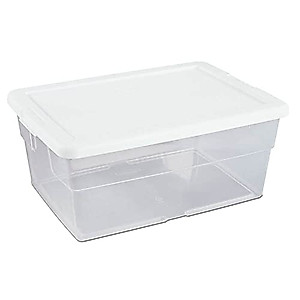 Sterilite 6 Quart Clear Multipurpose Plastic Storage Tote, 12 Pack, & 16 Quart Clear Multipurpose Plastic Storage Tote, 12 Pack for Home Organization