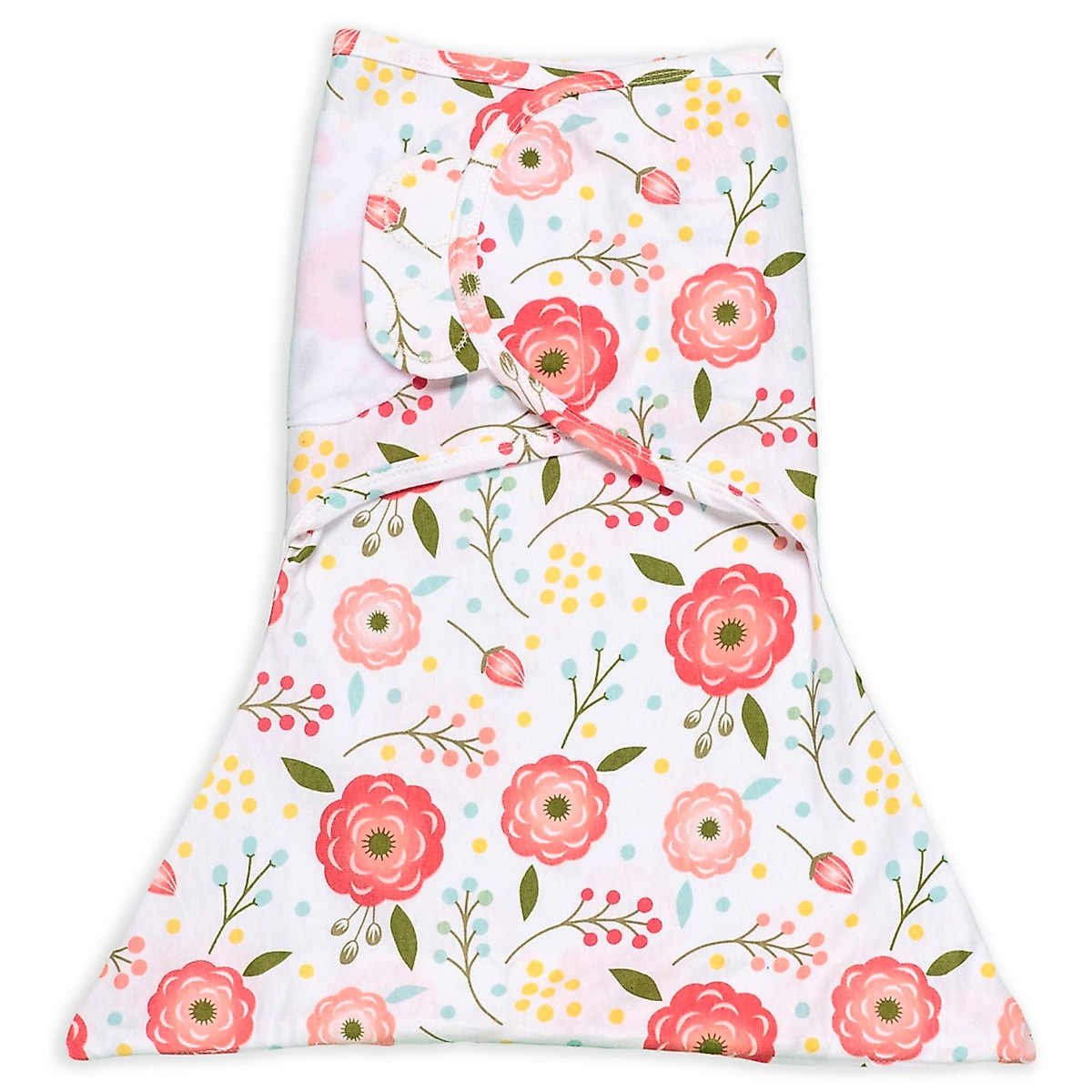 SleepingBaby Zippy Swaddle - Baby Swaddle Blanket with Convenient Bottom Zipper - Pink Poppy - Small/Medium
