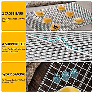 Hiware 2-Pack Cooling Racks for Baking - 10" x 15" - Stainless Steel Wire Cookie Rack Fits Jelly Roll Sheet Pan, Oven Safe for Cooking, Roasting, Grilling