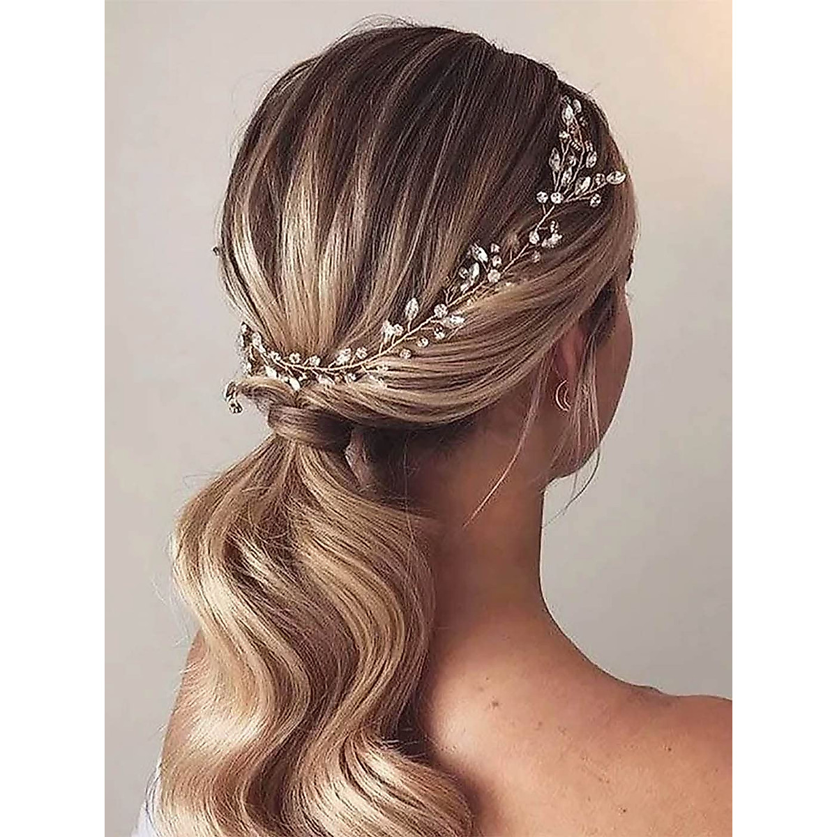 EARENT Bride Wedding Crystal Hair Vine Bridal Long Headband Wedding Hair Piece Rhinestone Hair Accessories for Women and Girls (Silver)