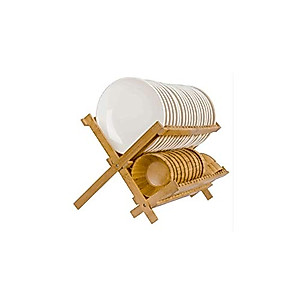 ZSQAI Kitchen Rack, Bamboo Rack, Vegetable Rack, Foldable Vegetable Drainage Rack, Kitchen Wooden Shelf