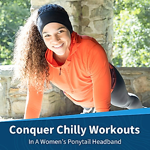 TrailHeads Women’s Ponytail Headband | Moisture Wicking Ear Band | The Power Running Headband - black One Size