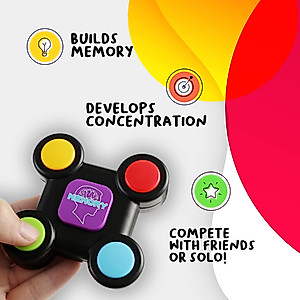 BETTERLINE Light-Up Memory Game with Sounds - Electronic 4 Sequence Handheld Classic Brain Toy for Boys, Girls & Adults, Lightweight, Portable Gift for Kids