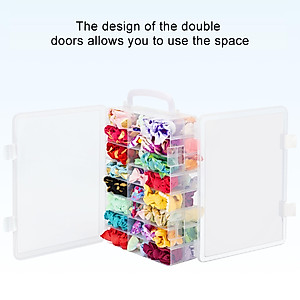 JOYMOMO Hair Bow Holder Organizer for Headbands, Hair Clips, Hair Ties, Scrunchies, Baby Girl Hair Accessories Storage Box, Transparent Double-layer Storage Organizer (Without Accessories)