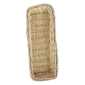 ORFOFE 1pc Sundries Storage Tray Manual Basket Woven Wicker Basket Desktop Sundry Storage Tray Sundries Basket Vanity Silverware Household Weaving Basket Grocery Basket Rattan Snack White