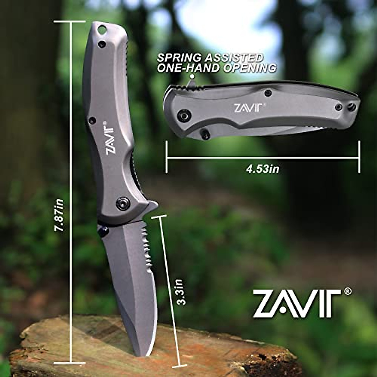 Pocket Knife,Gifts for Men Dad Boyfriend Husband,Christmas Stocking Stuffers,Anniversary Valentines Day Gifts for Him,Fathers Day Birthday Gifts for Dad.Hunting Fishing Survival Camping Hiking Knife.