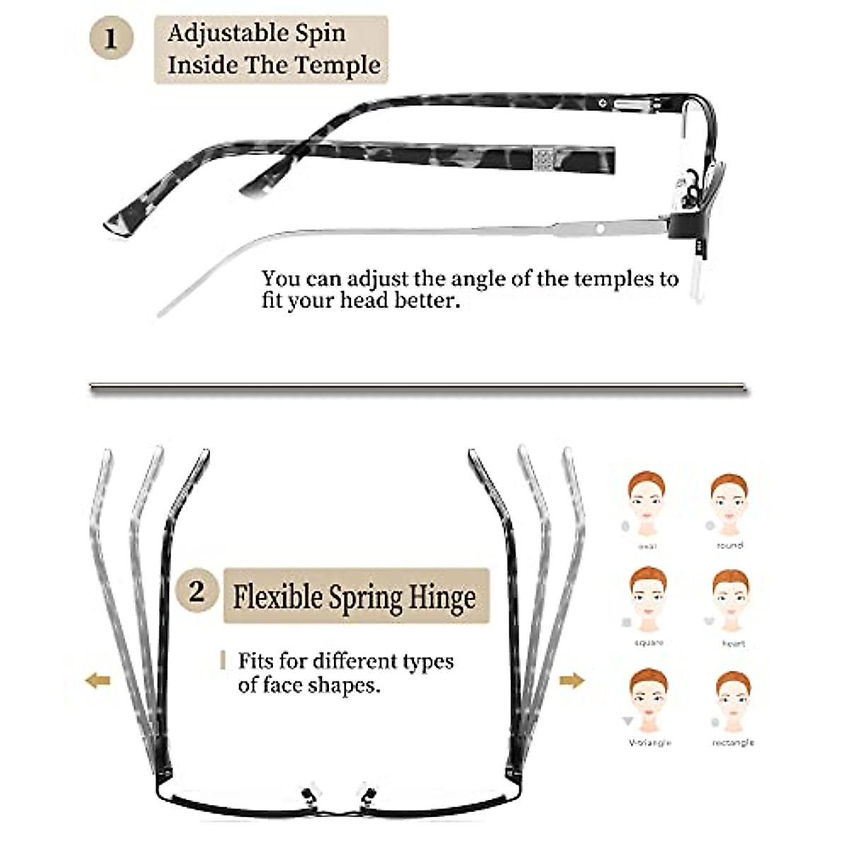 HOTJOJO Blue Light Blocking Reading Glasses for Women - 3 Pack with Metal Oval Frame, Spring Hinge, Anti Blue Ray - 225 Magnification Strength