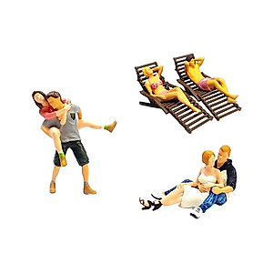 yotijay 3pcs 1/64 Resin Couple Figure People Scene Building Train Layout Decor