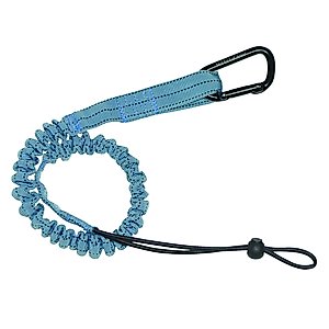 FallTech 5027B Tool Lanyard - Heavy-Duty Tool Leash, Loop and Carabiner, 15 lb Capacity, Single, 37" to 43", Blue