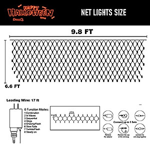 TW SHINE Halloween Christmas 200 LED Net Lights, 9.8 FT x 6.6 FT Connectable Waterproof Decorations with 8 Modes for Outdoor Garden Holiday Party (Purple)