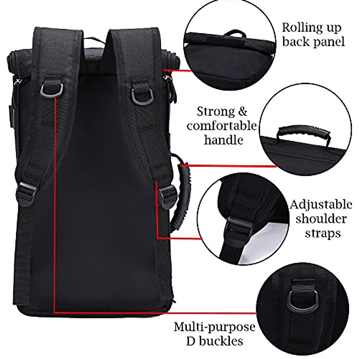 BE SMART Laptop Bag Outdoor Large Travel Waterproof Backpack fits 16 inches Computer Sport Backpack Business Durable School bags book bags for College Student Day Pack for Men and Woman-Black