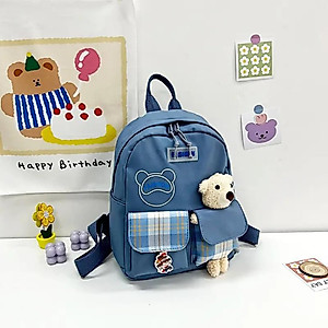 Toddler Backpack Set with Stuffed Bear and Rabbit Plush Notebook (Color May Vary) - Kids' Adventure and Memories Pack Ages 6-10 (Blue)
