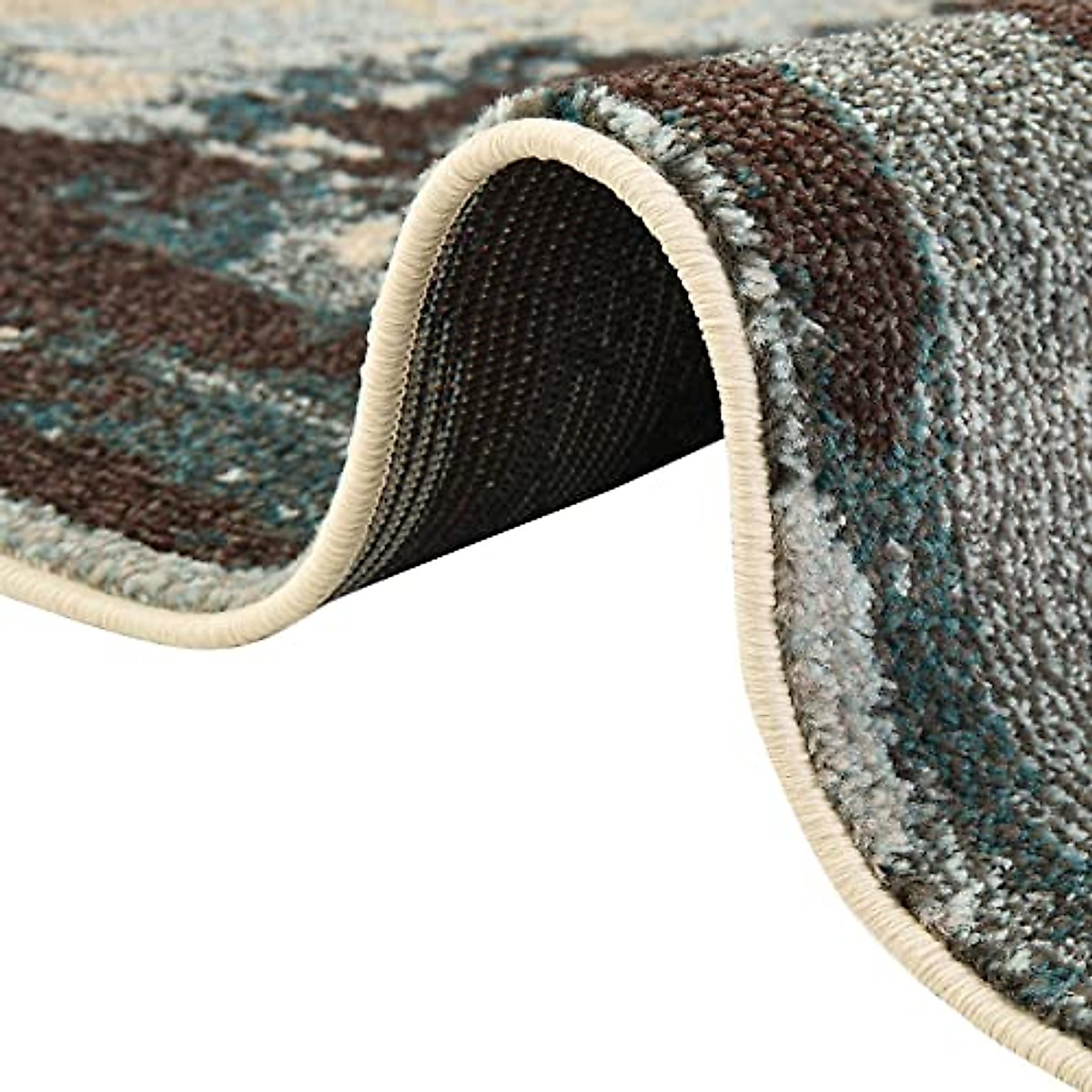 Unique Loom Estrella Collection Modern, Abstract, Watercolor, Contemporary Area Rug, 3 ft 3 in x 5 ft 3 in, Light Blue/Beige