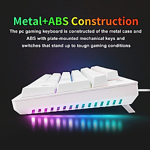 Mechanical Gaming Keyboard, E-YOOSO K-682 Rainbow LED Backlit and RGB Side Light 104 Key, High-Speed USB Data Cable-Suitable for Games and Office