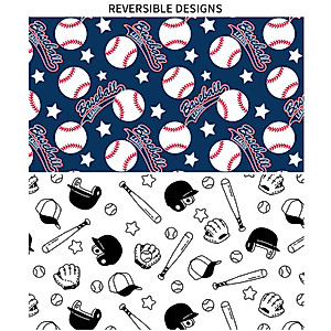 CAMKUZON Reversible Baseball Wrapping Paper for Birthday Celebration Party - 3 Large Sheets Cartoon Baseball Sports Themed Gift Wrap Paper - 27 Inch X 39.4 Inch Per Sheet