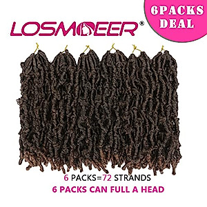 6 Packs Butterfly Locs Crochet Hair 10 Inch Pre-looped Bob Distressed Locs Soft Faux Locs Crochet Braids Butterfly Loc Twist Braiding Hair Synthetic Hair Extensions for Women(12Strands/Pack;T30#)