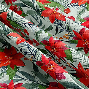 Christmas Bullet Textured Fabric by The Yard Floral Stretch Liverpool - 1 Yard Thick Knit Jersey Fabric for Bows Clothes Sewing (AC100)