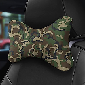 JZDACH Car Neck Pillow Memory Foam Head Rest Support Cushion Compatible with Army Classic Camouflage Pattern for Travel Car Seat, Boys Gaming Office Chair,Travel Portable Pillow