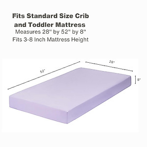 Everyday Kids 2-Pack Fitted Crib Sheets, 100% Soft Breathable Microfiber Baby Sheet, Fits Standard Size Mattress 28in x 52in, Lavender, Pink Nursery Sheet