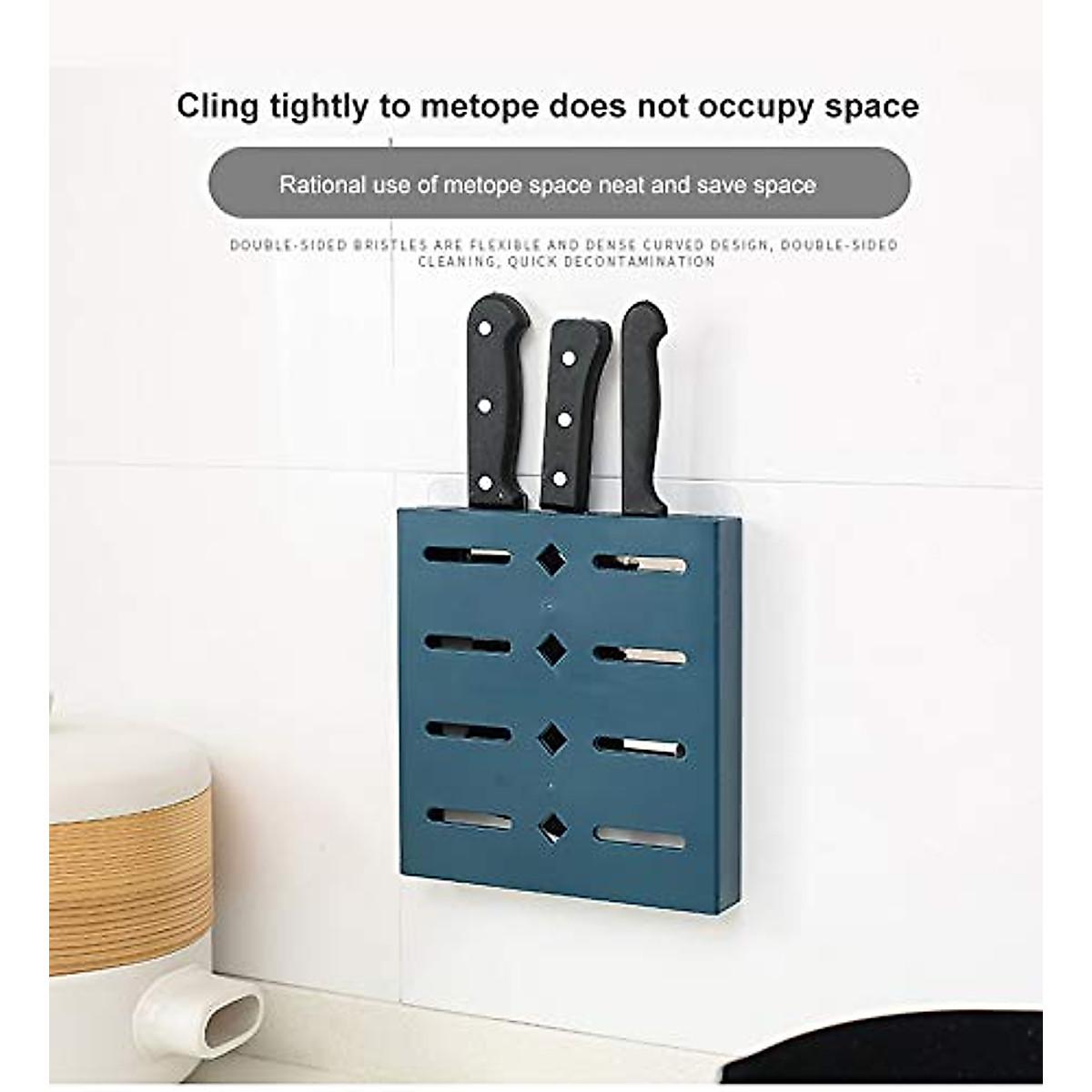 GHTYU Knife Blocks,Fruit Knife Storage Wall Mounted Knife Block, Drainage Design,Knife Rack for Organizing and Storaging Kitchen Knives, Scissors, Metal Utensils (White)