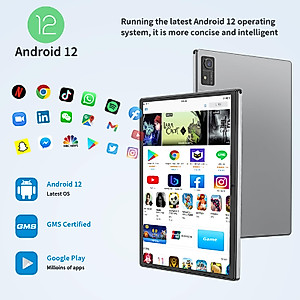 YOBANSE Android Tablet 10 inch, Android 12 Tablet, 8GB RAM 128GB ROM,1TB Expand, 5G WiFi, 4G/LTE, Bluetooth, 8000mAh Battery, GMS Certified, 2 in 1 Tablet with Keyboard, Mouse, Case, Stylus(Black)