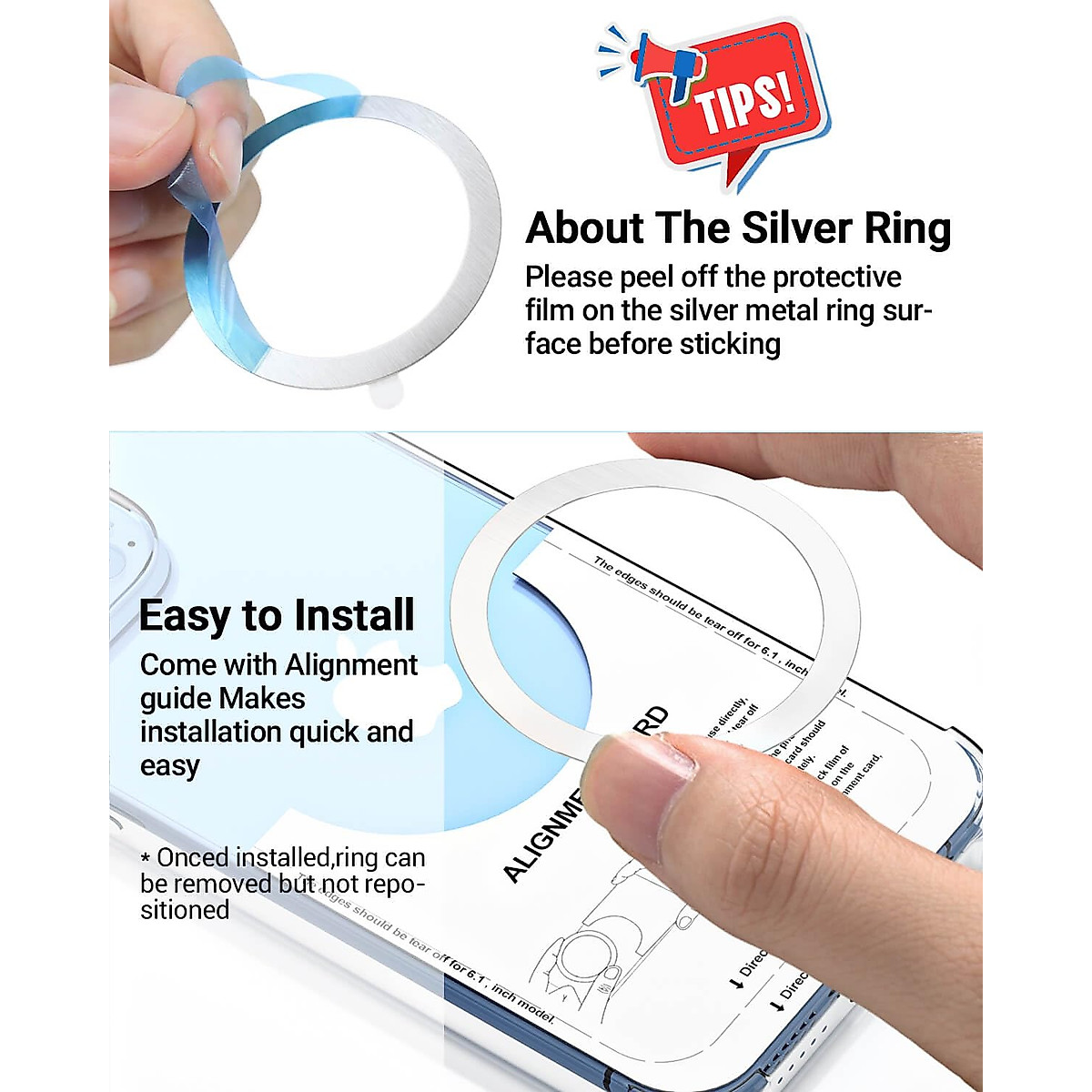 KALAPOP Magnetic Wireless Charging Magsafe Ring-6 PCS,Ultra-Thin(0.4mm) Magsafe Sticker, Compatible with iPhone 15/14/13/12 Series,Samsung Galaxy,Google Pixel Series,Magsafe Accessories-3Black&3Silver