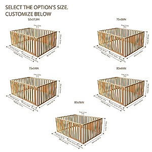 BUSYWOOD Wooden Floor Bed Playpen with Extended Rail - Toddler Bed Frame - Bed with Extra Protection - Toddler Playpen - Play Bed - Solid Wood Bed - (Model 6.3, Floor bed)