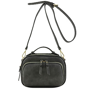 Top Handle Mini Satchel Bag Crossbody Purse (Charcoal Grey)