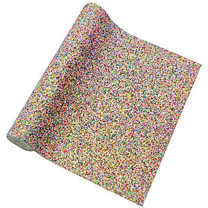 Greatdiy Sparkly Mixed Color Chunky Glitter Faux Leather Roll 12 x 52 inch Shiny Synthetic Leatherette Winter Fabric for Making DIY Bows Crafts (20061#12)