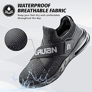 Non Slip Work Shoes for Women Men Slip on Sneakers Women Slip Resistant Waterproof Chef Kitchen Shoes Zapatos De Trabajo para Hombres, Black