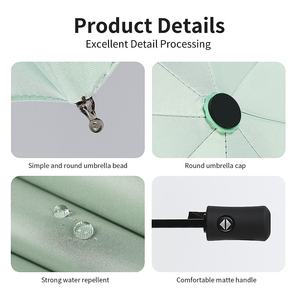 Cloudia Automatic Windproof Travel Umbrella, Umbrella in Rain and Sun for Women and Men (Matcha)