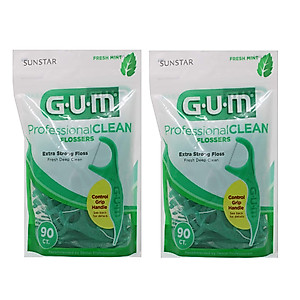 Gum Professional Clean Flossers, Fresh Mint 90 ea (Pack of 2)