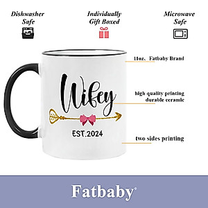 Fatbaby Est 2024 Hubby and Wifey Coffee Mug,Mr and Mrs Gifts Couple Mug, Wedding Gift for Couples, Newlywed Gifts for Couples,Unique Bridal Shower Gifts for Bride and Groom 11oz