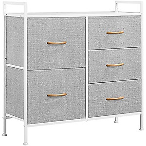 Yaheetech 5 Drawers Fabric Organizer Fabric Storage Organizer Unit Tower for Hallway, Entryway, Steel Frame, Easy Pull Handle
